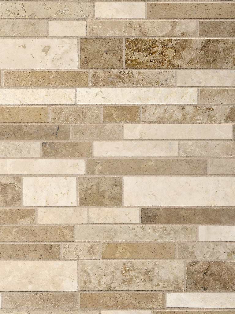Multicolor Light Medium Travertine Subway Mosaic tile - backsplash.com