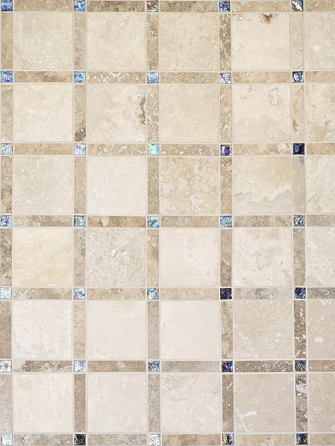 Travertine Tile ( Burgundy ) Glass Mix Backsplash Tile