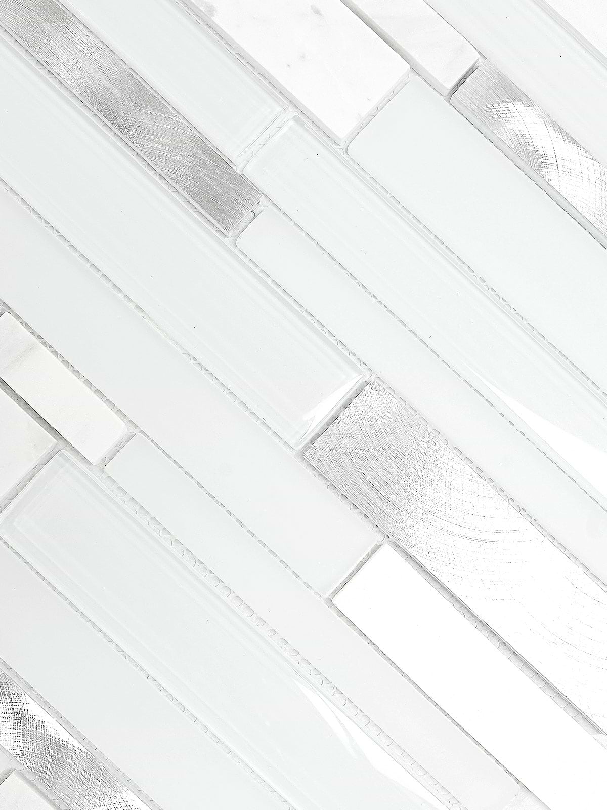 White with Gray Veins & Sparkle Glitter Design Backsplash Tile