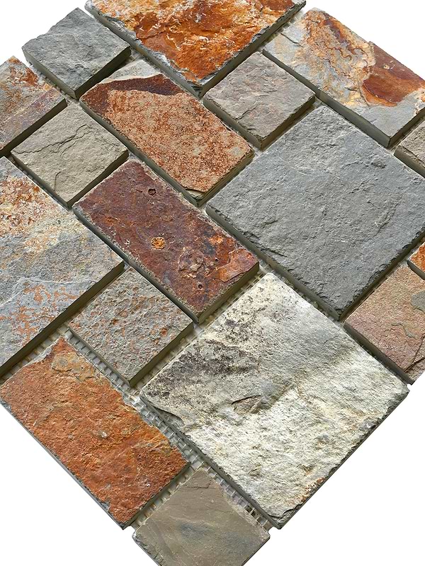 Rustic Rusty Brown Slate Stone Mosaic Tile Backsplash - BA1064 ...