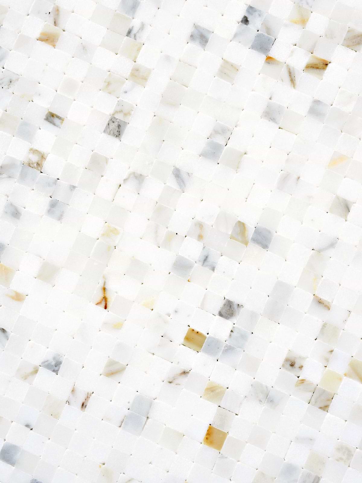 Small Cubes Calacatta Gold Marble Mosaic Tile Backsplash