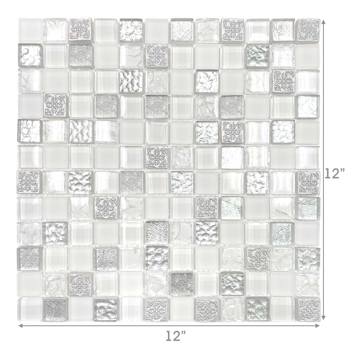 White & Silver Color Elegant Glass Backsplash Tile | Backsplash.com