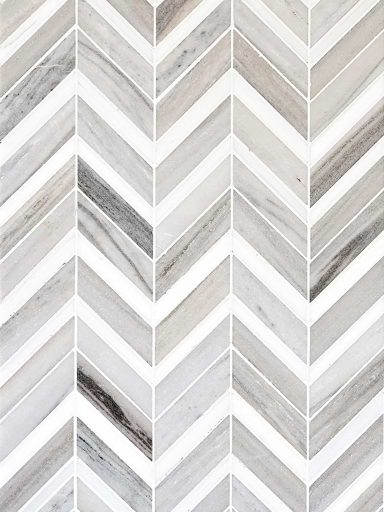 Modern Chevron White Gray Brown Marble Mosaic Backsplash Tile