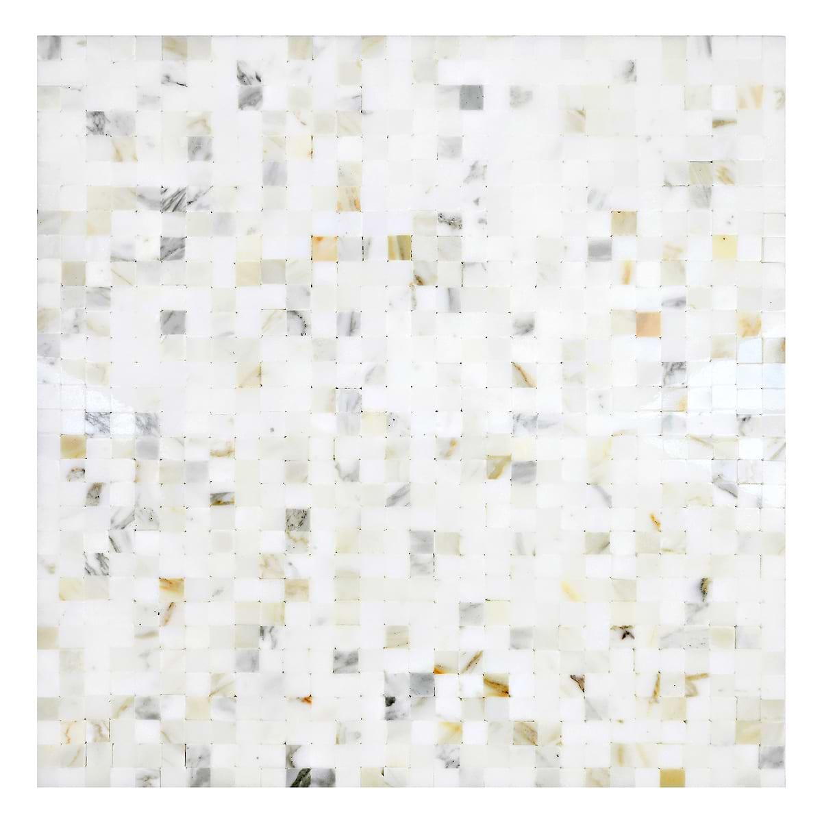 Small Cubes Calacatta Gold Marble Mosaic Tile Backsplash