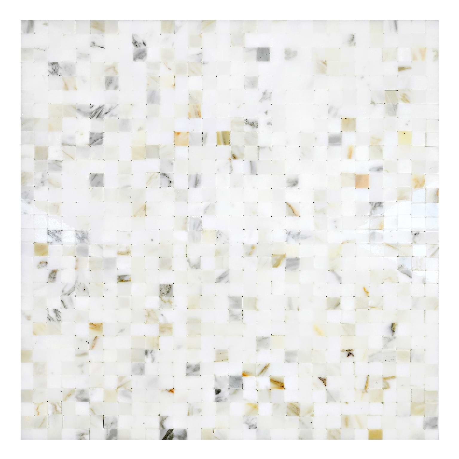 Small Cubes Calacatta Gold Marble Mosaic Tile Backsplash