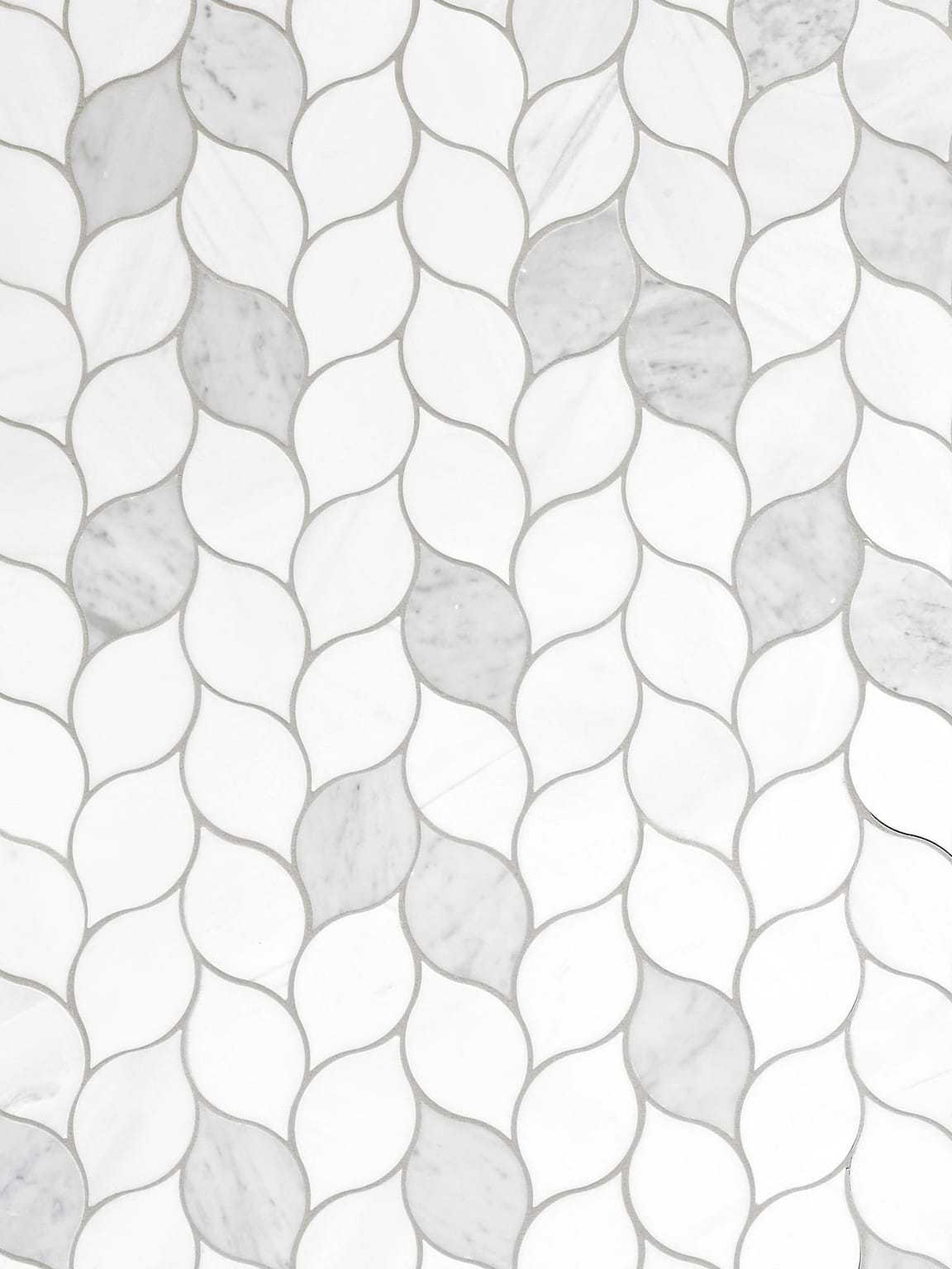 White Gray Marble Leaf Mosaic Backsplash Tile