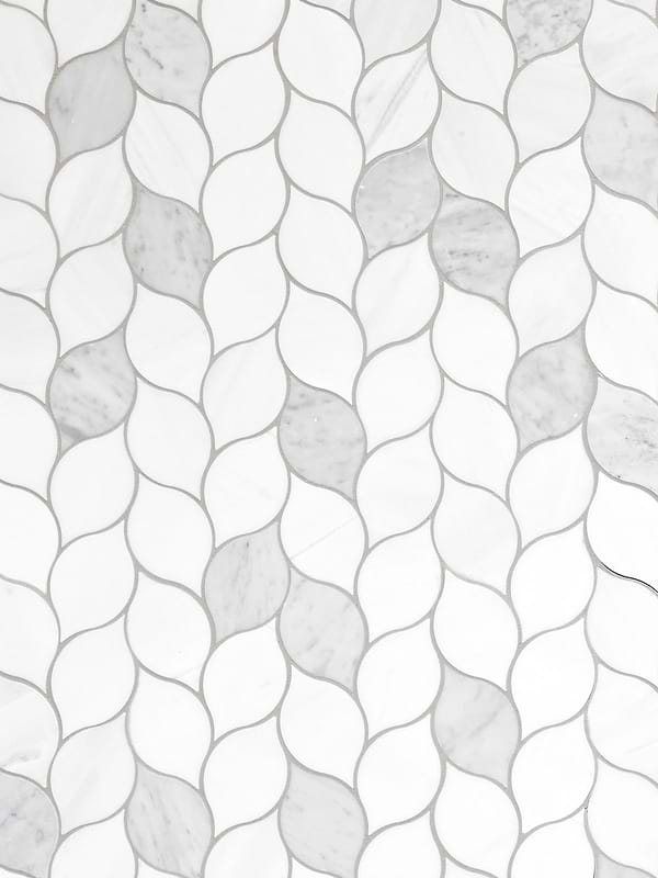 White Gray Marble Leaf Mosaic Backsplash Tile