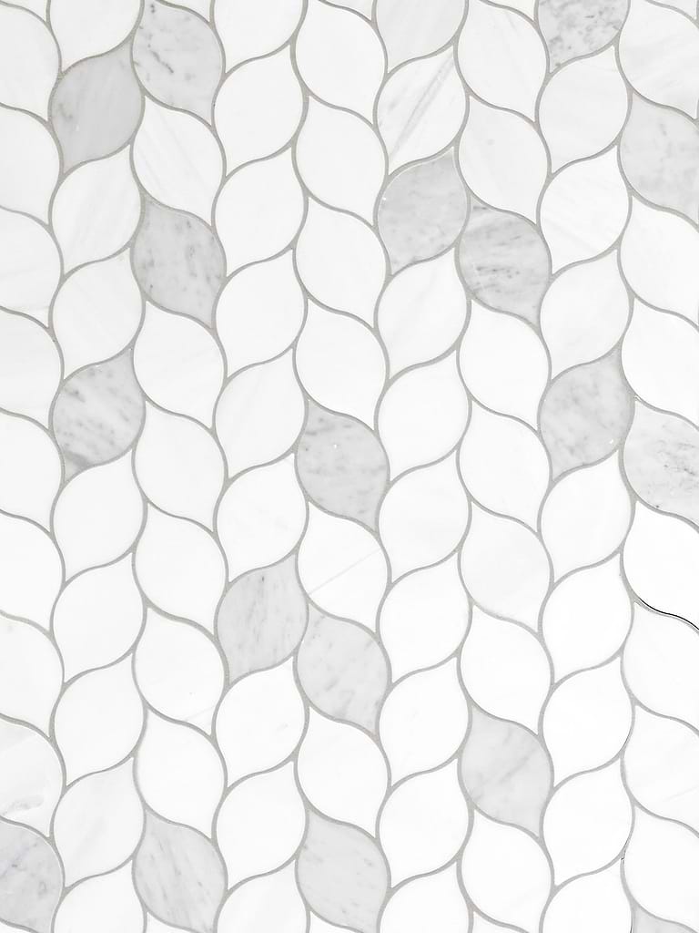White Gray Marble Leaf Mosaic Backsplash Tile