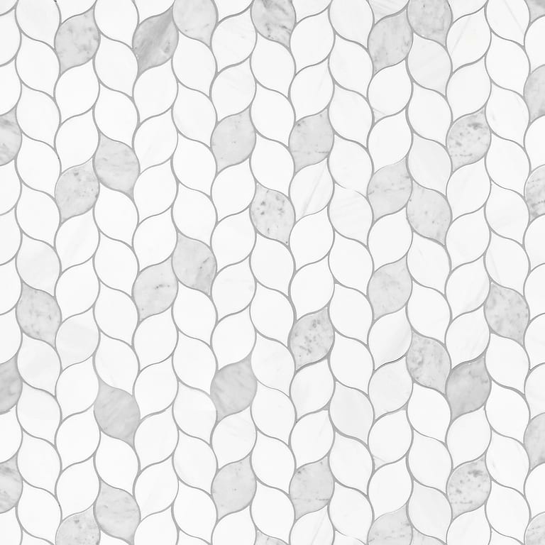 White Gray Marble Leaf Mosaic Backsplash Tile