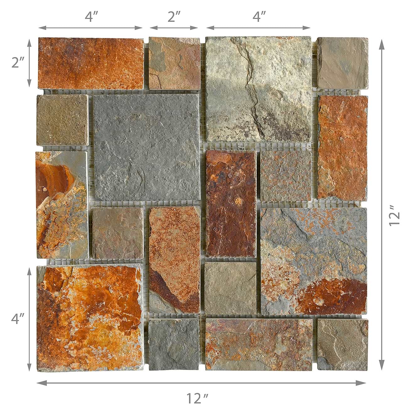Rustic Rusty Brown Slate Stone Mosaic Tile Backsplash - BA1064 ...