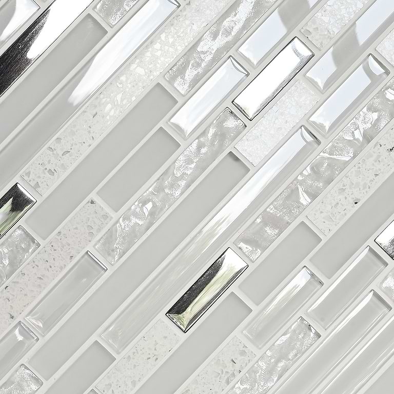 Modern White Glass Quartz Mosaic Tile | Backsplash.com