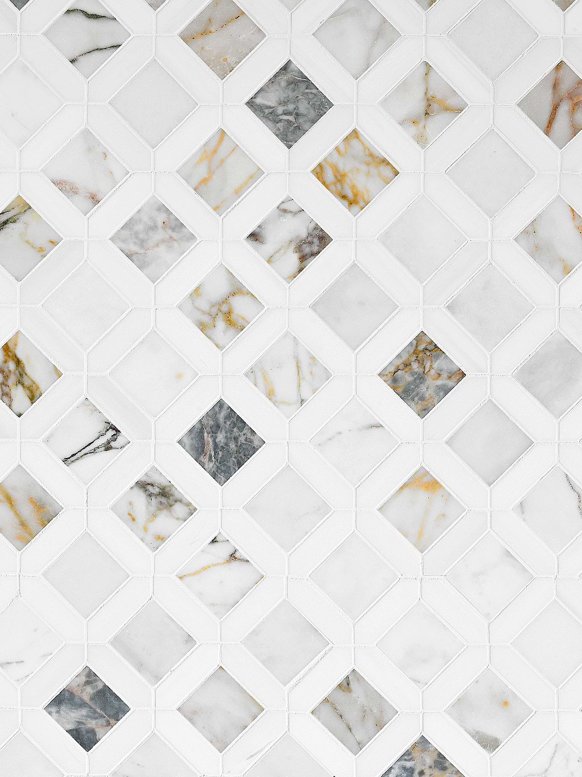 Multi Color Marble Diamond Mosaic Backsplash Tile