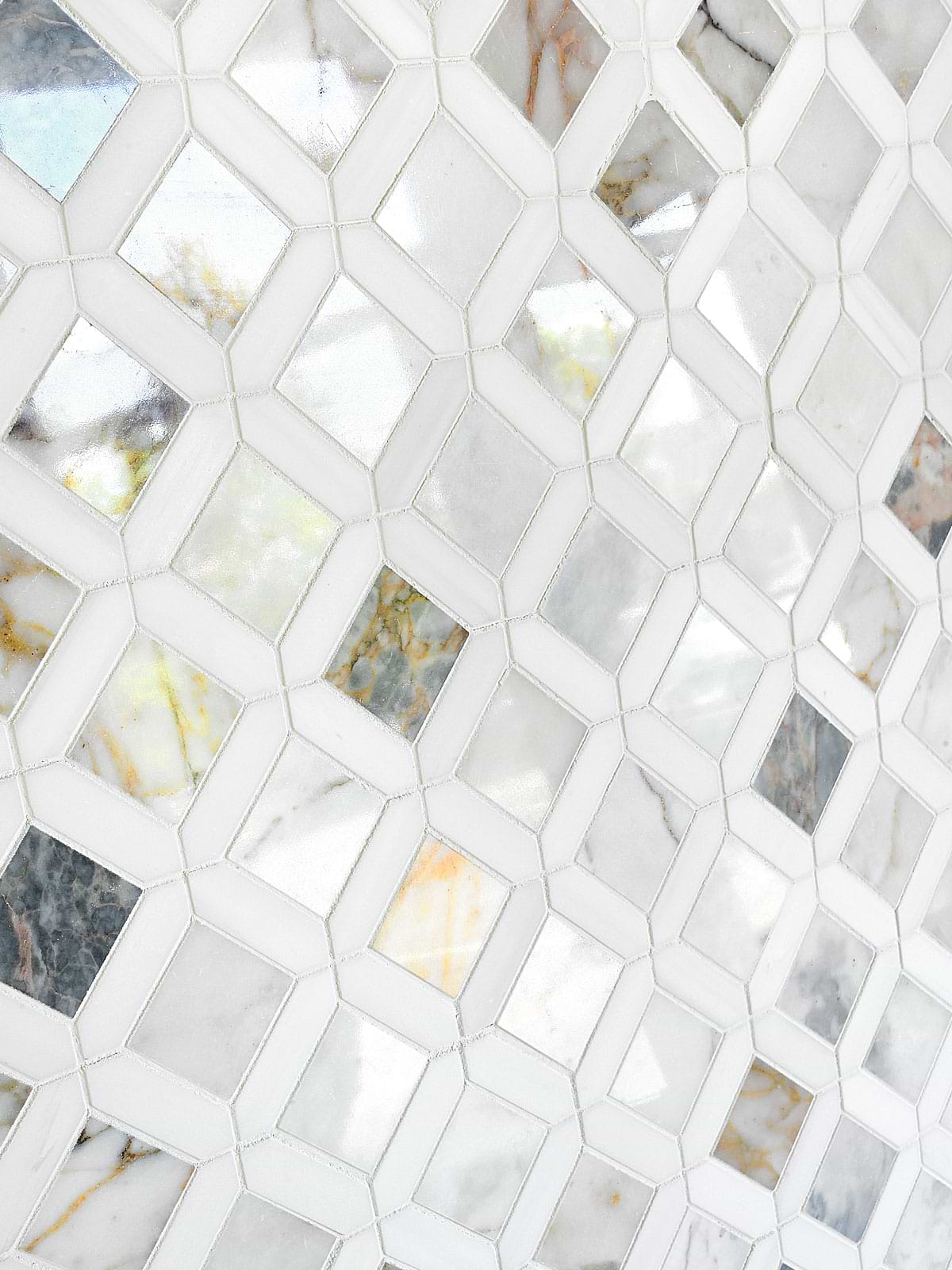 Multi Color Marble Diamond Mosaic Backsplash Tile