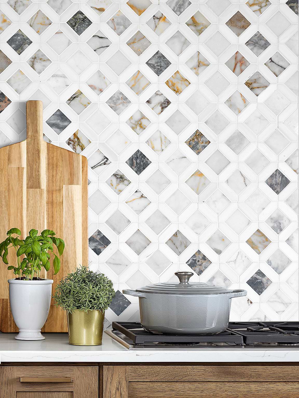 21+ Elongated HExagon Tile Backsplash ( SLEEK & MODERN )