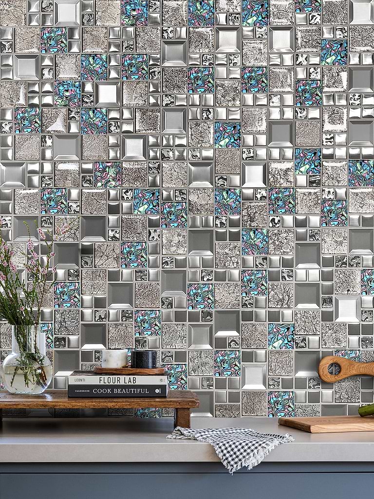 Blue & Brown Subway Glass Backsplash Tile - Unique Colors