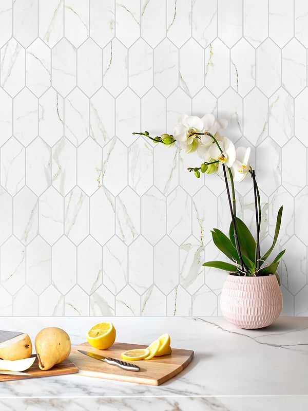 White Pearl Glass Picket Design Backsplash Tile ( Unique Pearl )