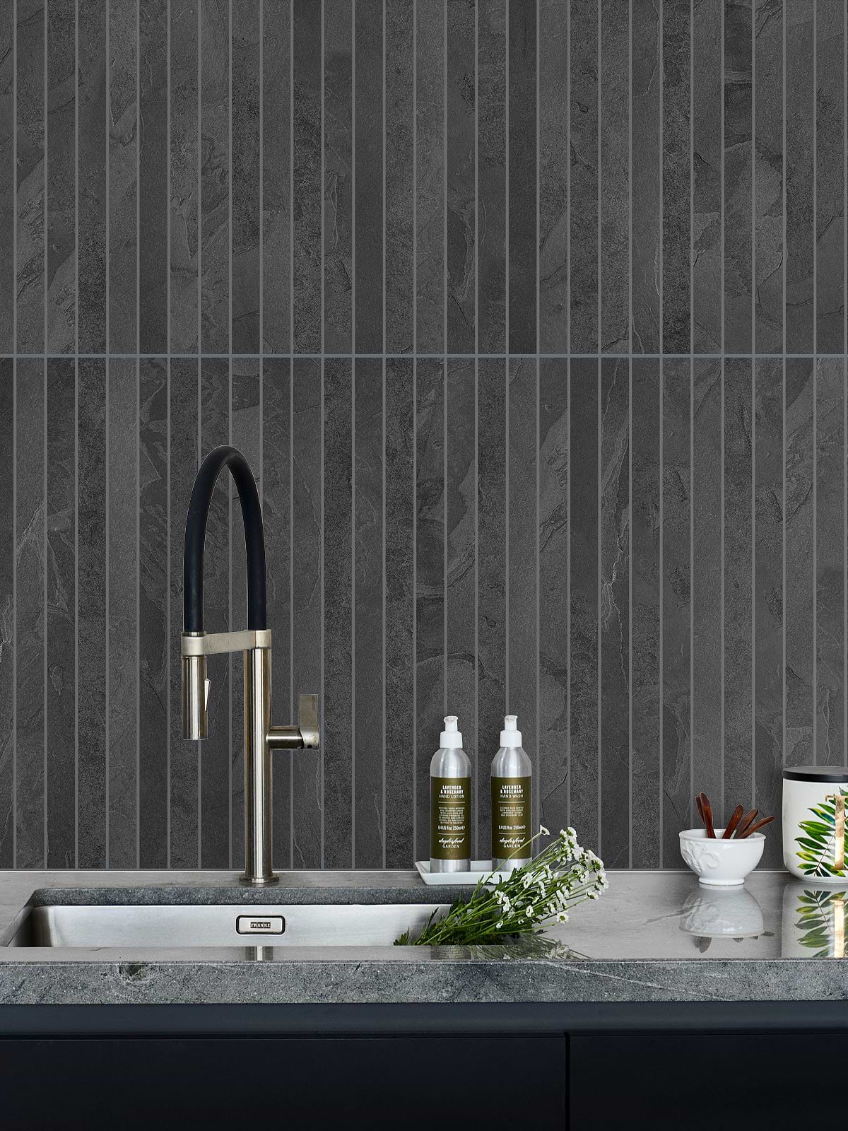 Modern (24" Long) Slate Black Backsplash Tile ( Modern Look )