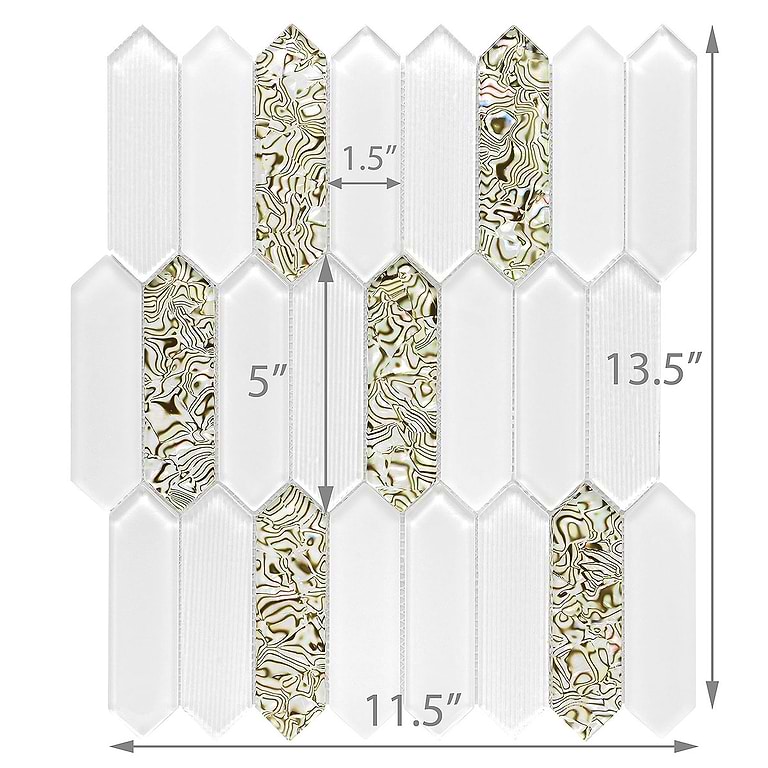 Green Pearl Glass Picket Design Backsplash Tile ( Unique Pearl )