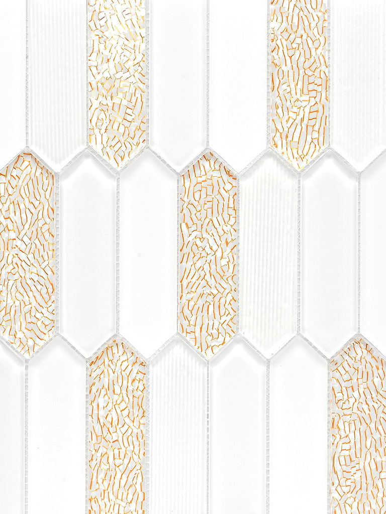 Gold Pearl Glass Picket Design Backsplash Tile ( Unique Pearl )
