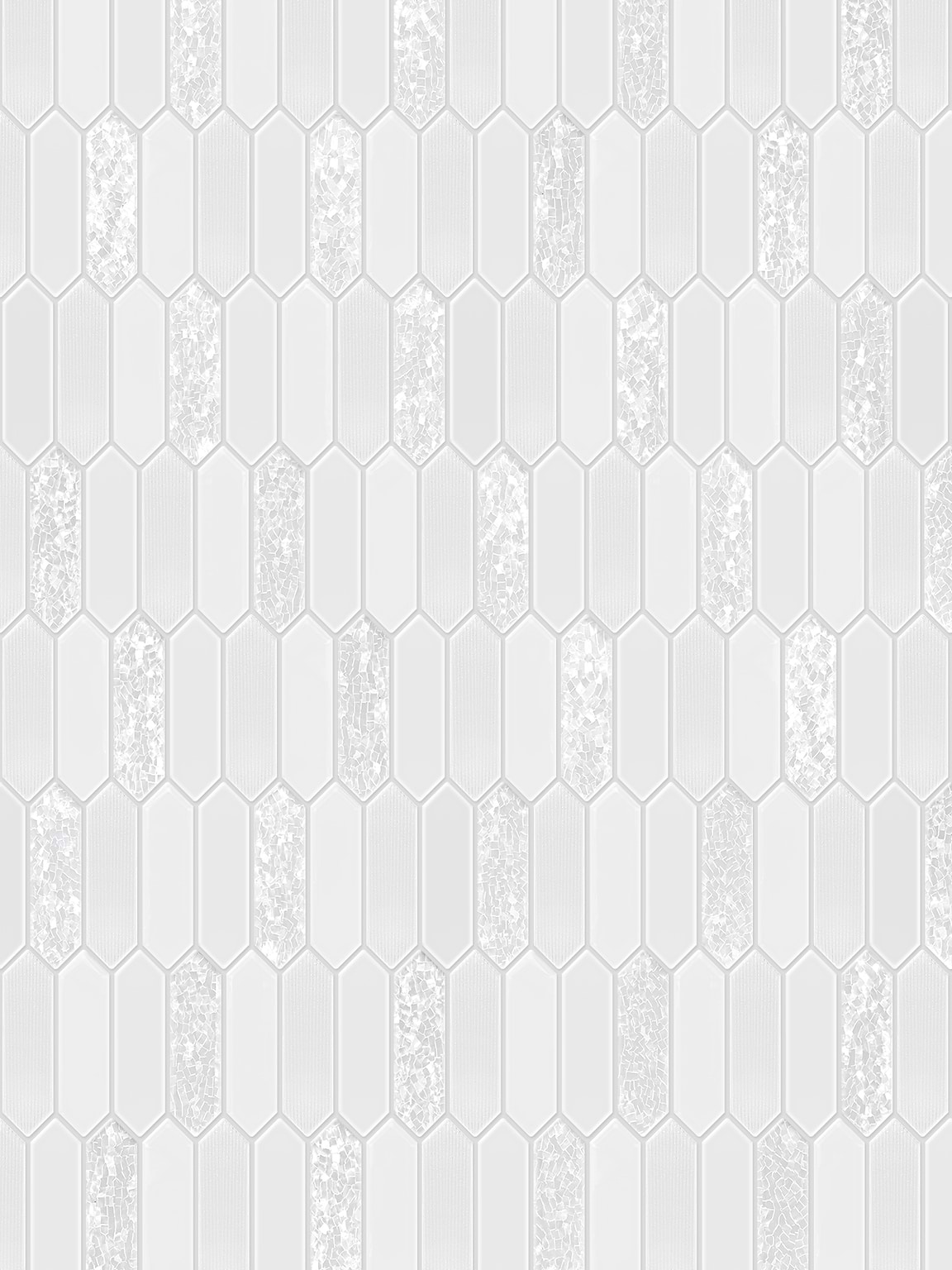 White Pearl Glass Picket Design Backsplash Tile ( Unique Pearl )