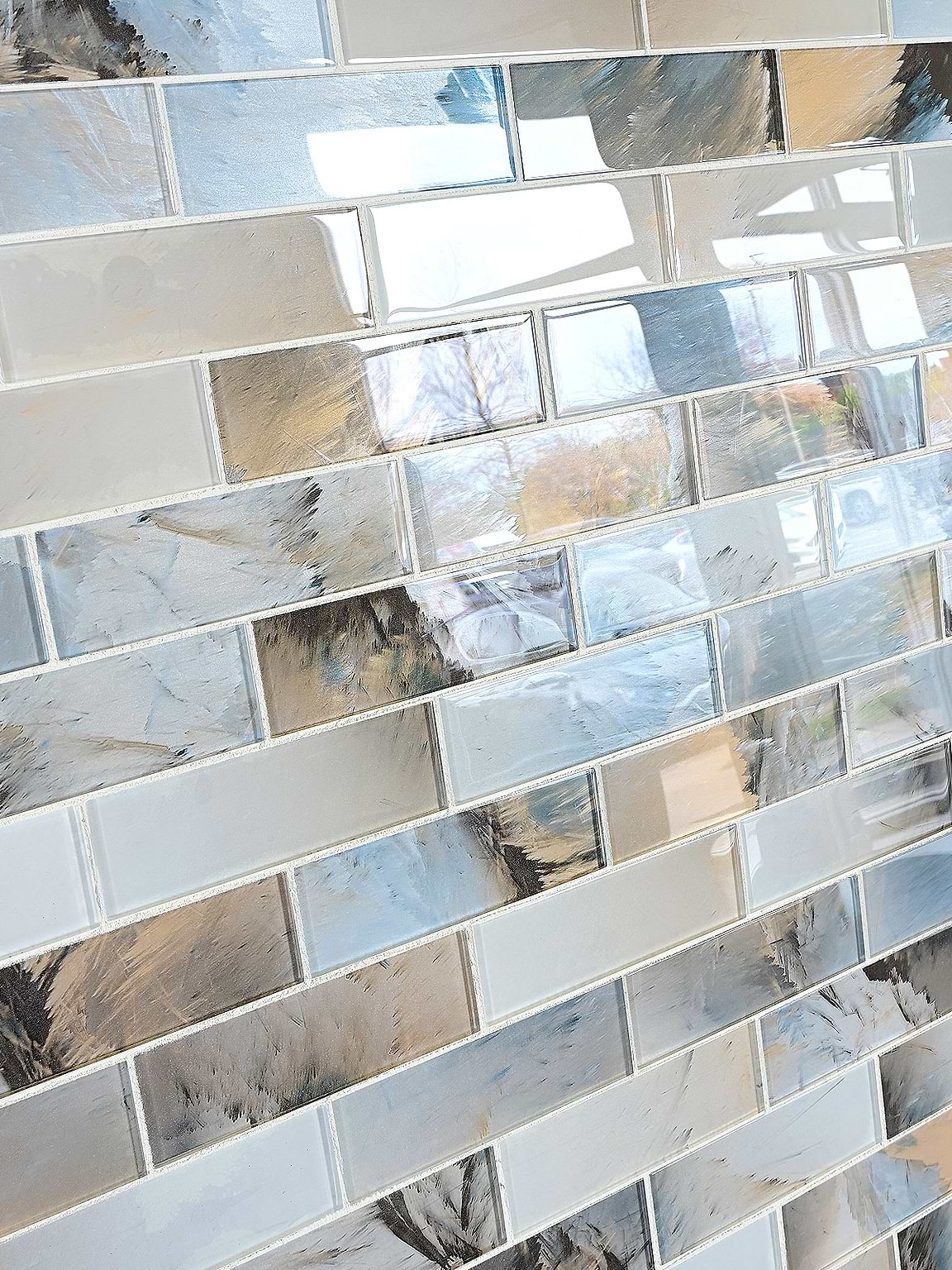 Blue & Brown Subway Glass Backsplash Tile - Unique Colors
