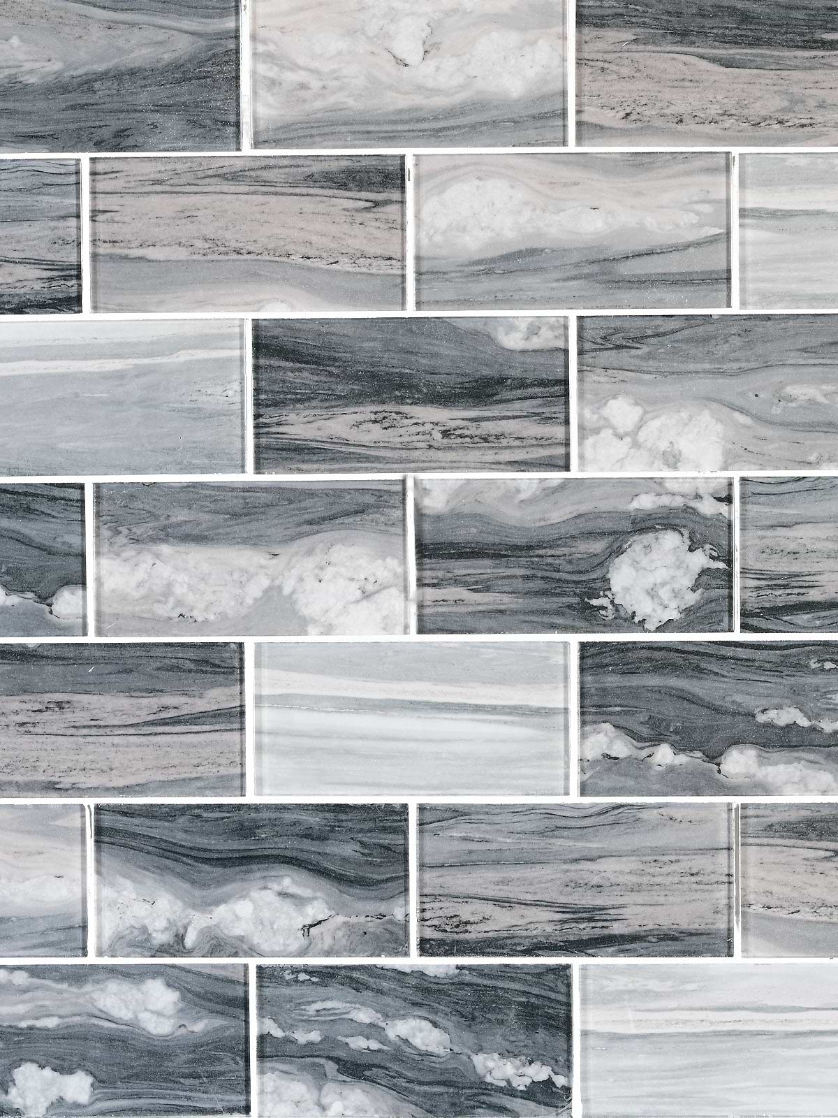 Gray Beige Colors 3x6 Subway Glass Backsplash Tile