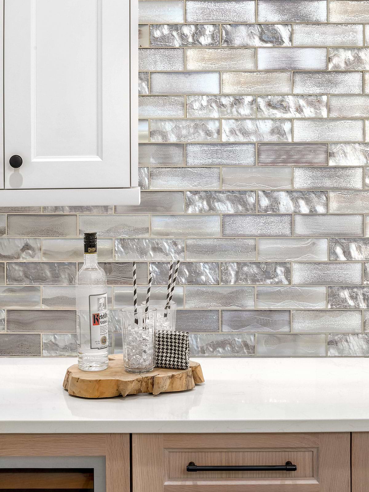 Travertine Tile ( Burgundy ) Glass Mix Backsplash Tile