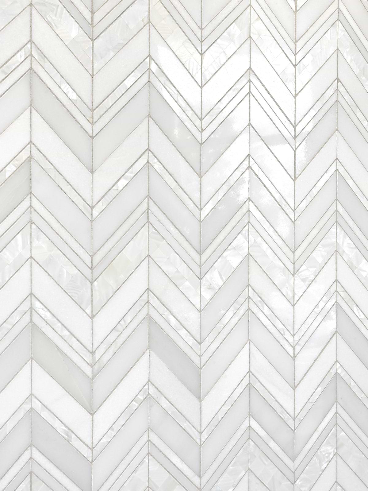 Chevron Pearl Marble Mixed Mosaic Backsplash Tile