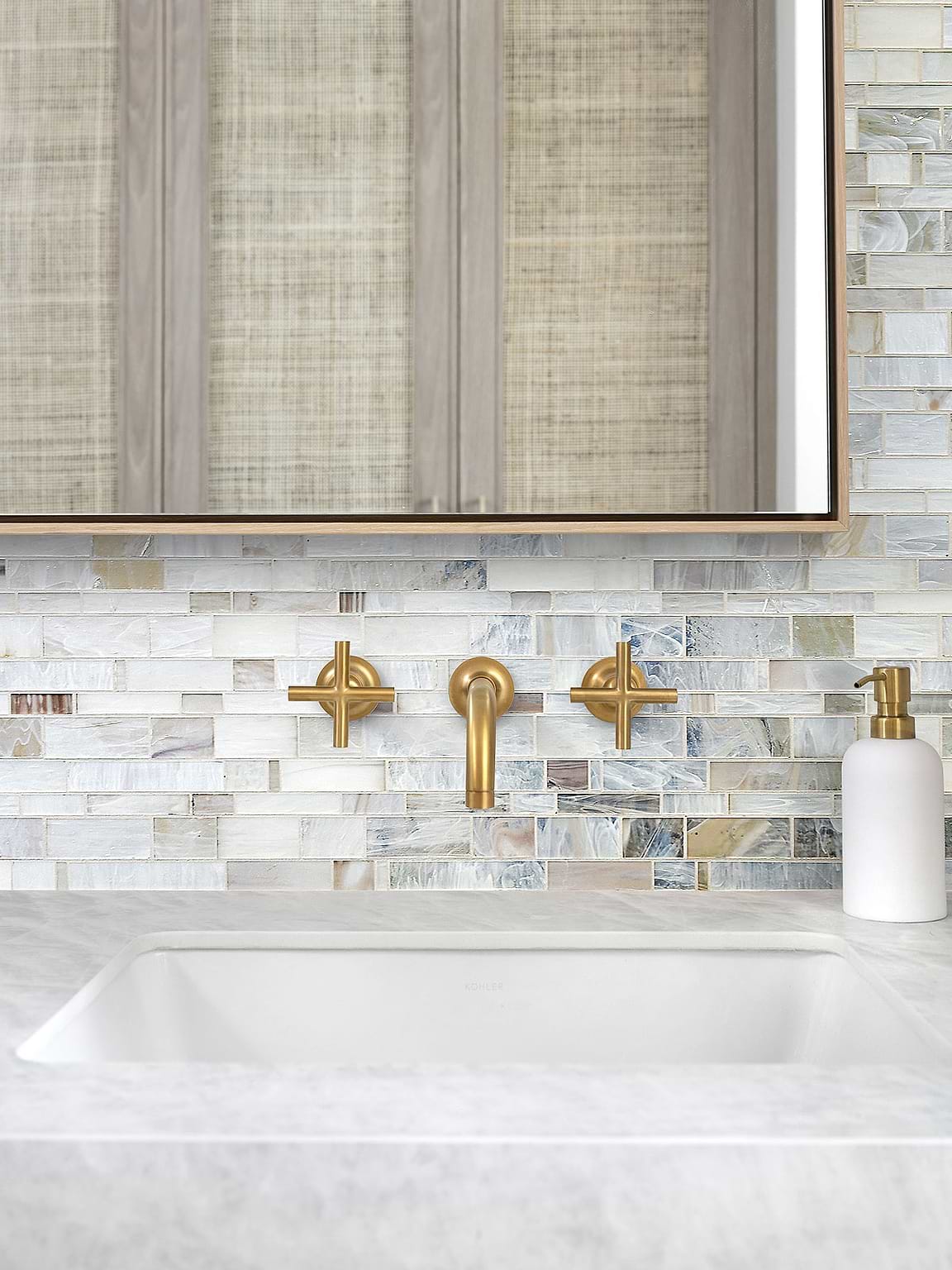 Opal Beige Brown Glass Subway Hand Cut Artisan Mosaic Tile