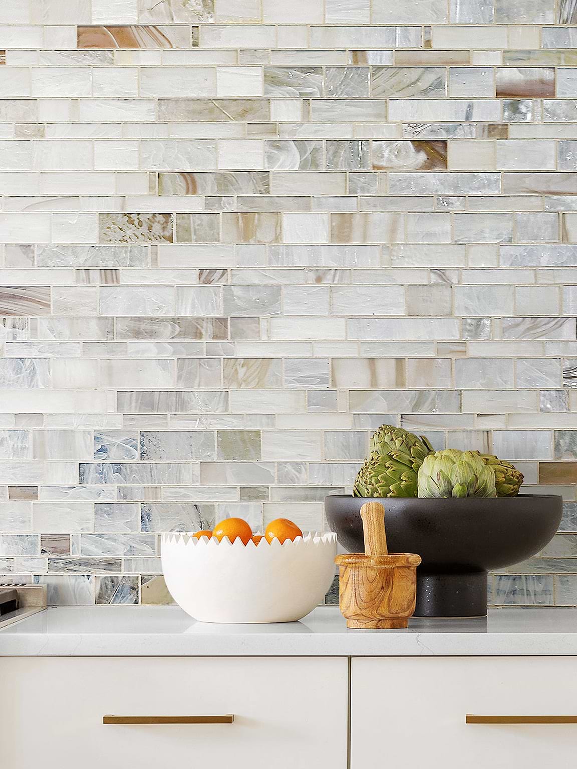 Opal Beige Brown Glass Subway Hand Cut Artisan Mosaic Tile