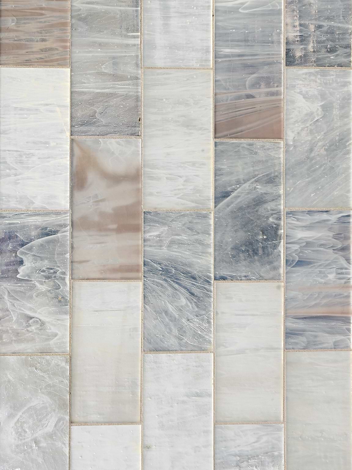 Opal Beige Brown Glass Hand Cut Artisan Subway Tile