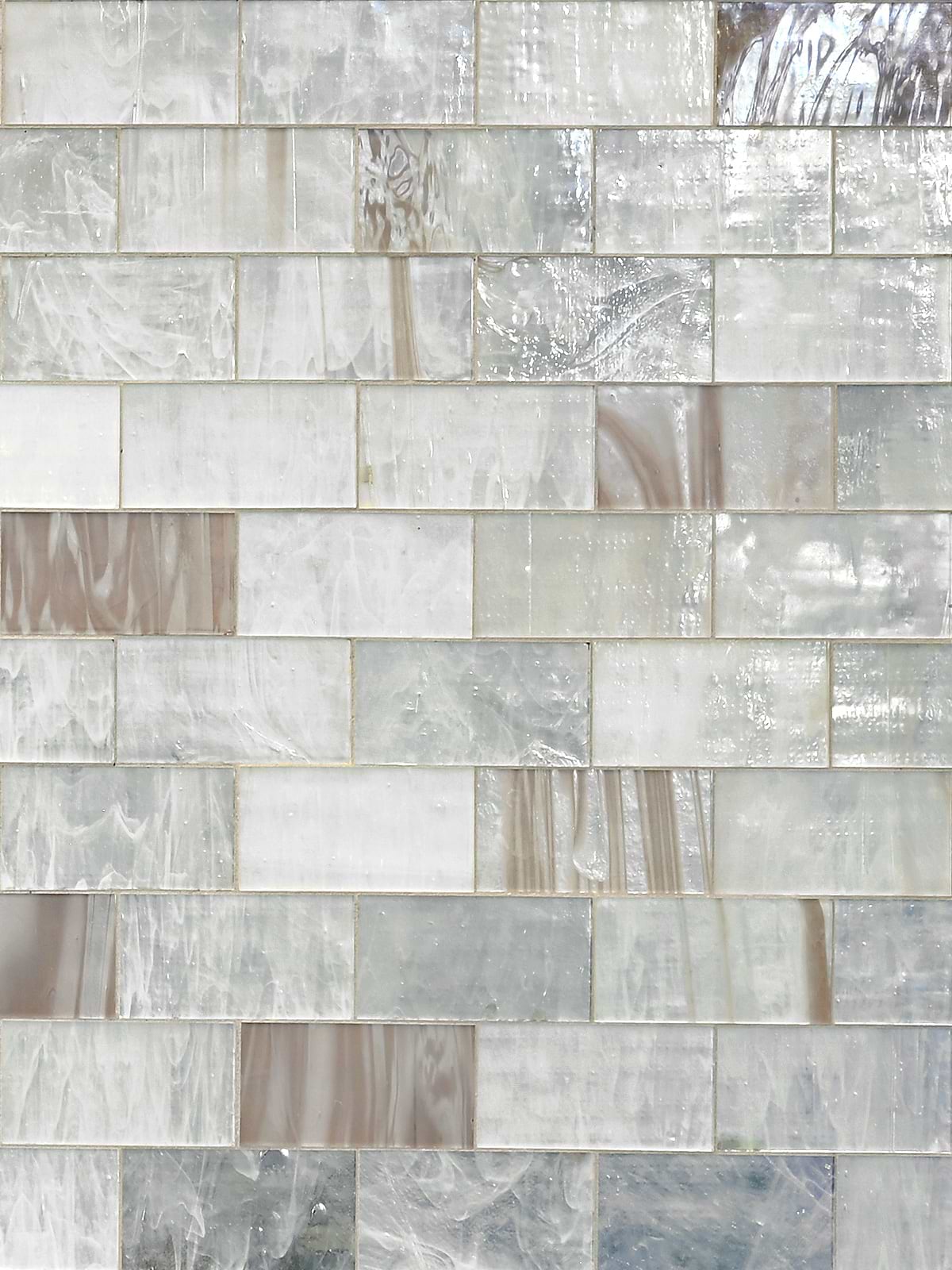 Opal Beige Brown Glass Hand Cut Artisan Subway Tile