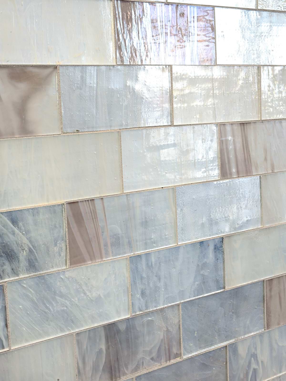 Opal Beige Brown Glass Hand Cut Artisan Subway Tile