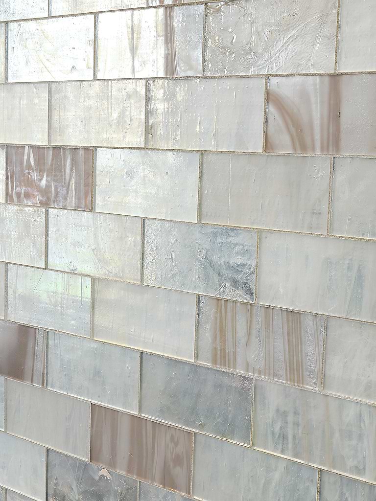 Opal Beige Brown Glass Hand Cut Artisan Subway Tile