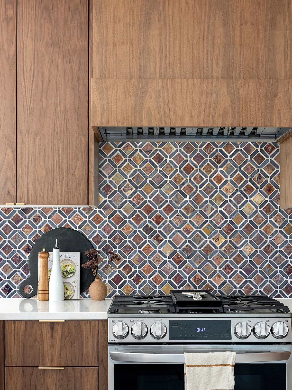 Rusty Brown Gray Diamond Slate Backsplash Tile - BA1067