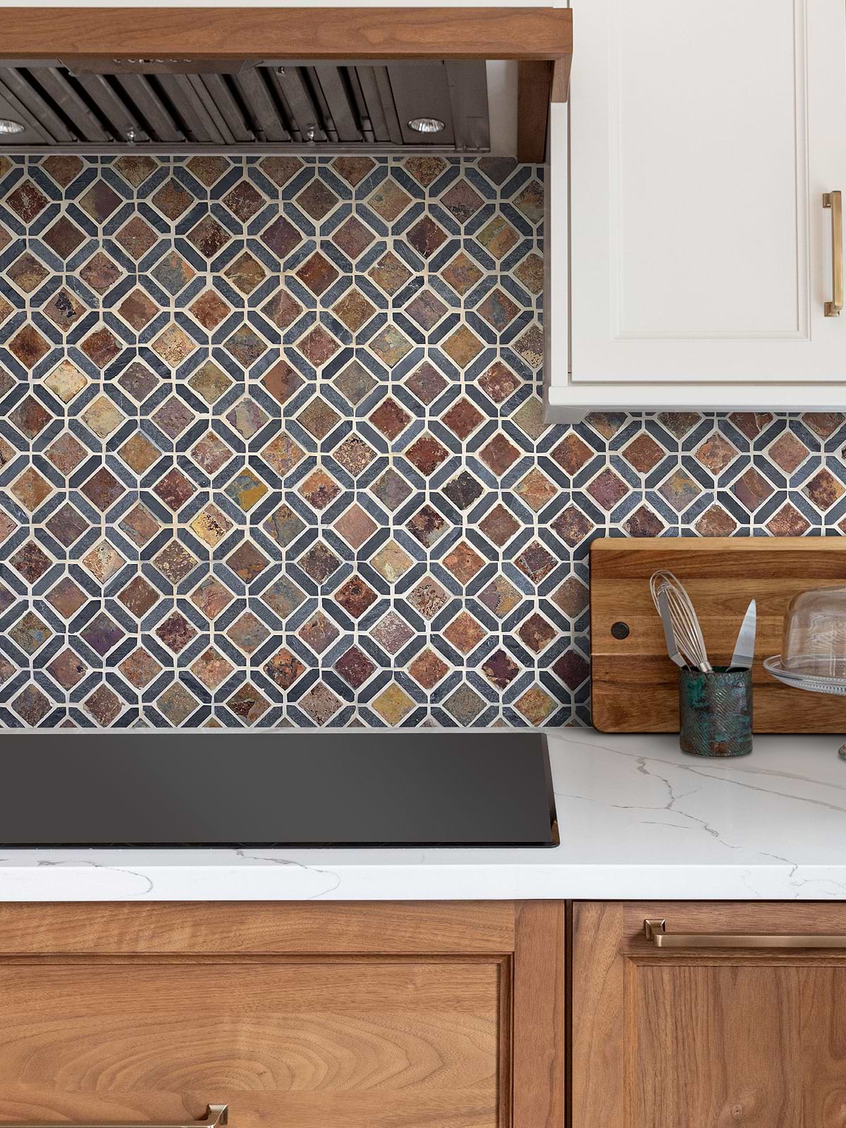 Rusty Brown Gray Diamond Slate Backsplash Tile - BA1067