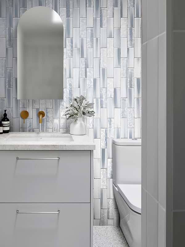 Blue Gray Textured Glass Subway Tile Hand Painted - BA5507