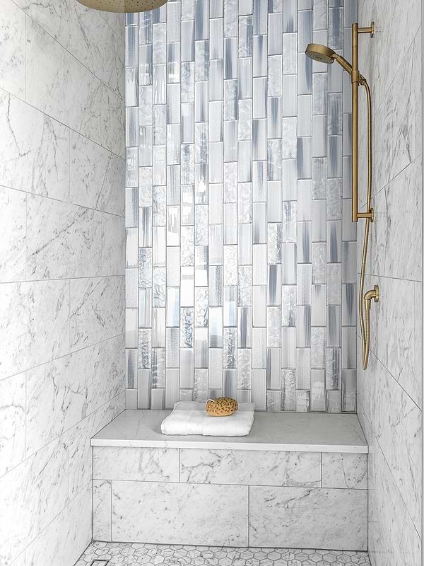 Blue Gray Textured Glass Subway Tile Hand Painted - BA5507