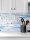 Ocean Blue Textured Glass Subway Tile Hand Painted - BA5507