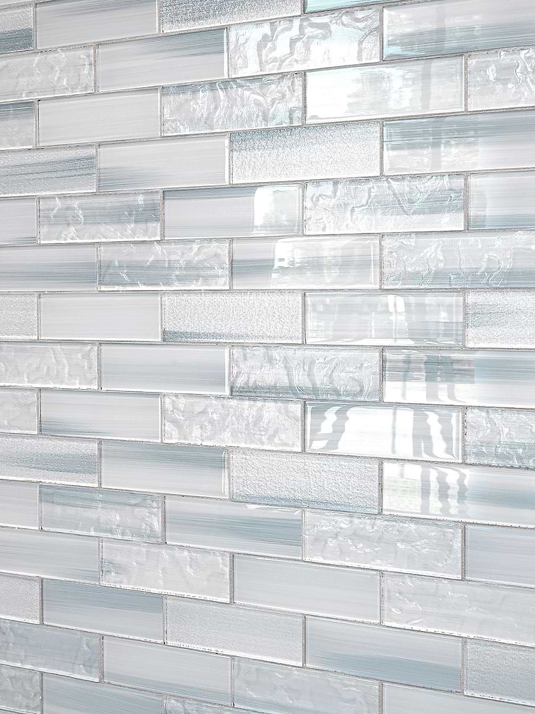 Blue Textured Glass Subway Tile Hand Painted - BA5507