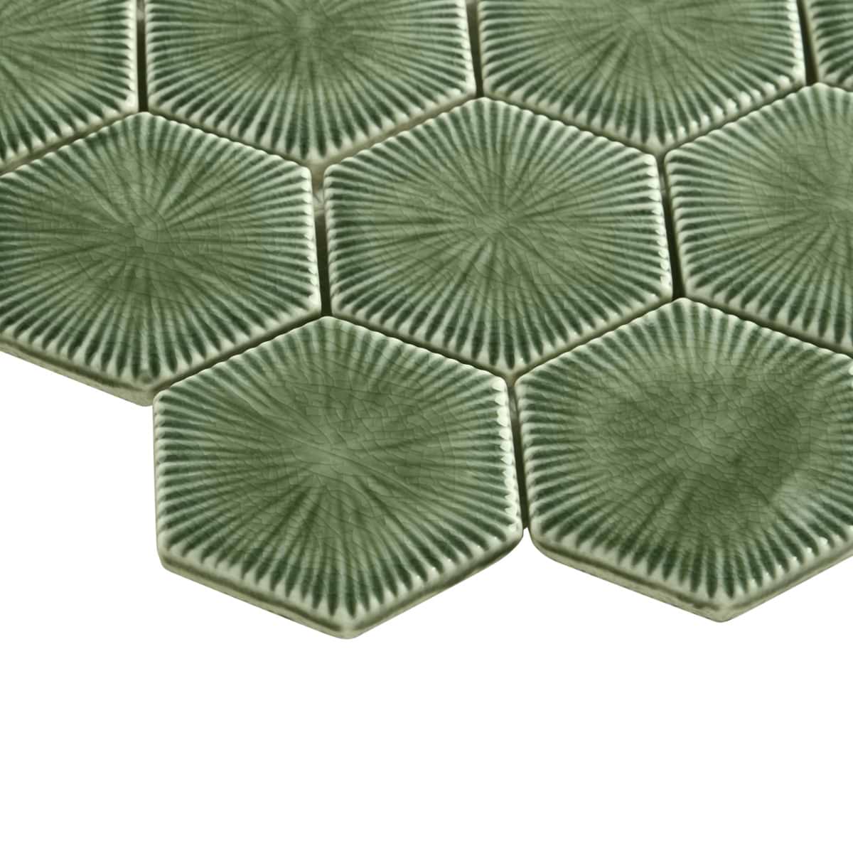 Shop Baroque Glass Fern Green 3" Burst Polished Mosaic | SohoStudioCorp.com