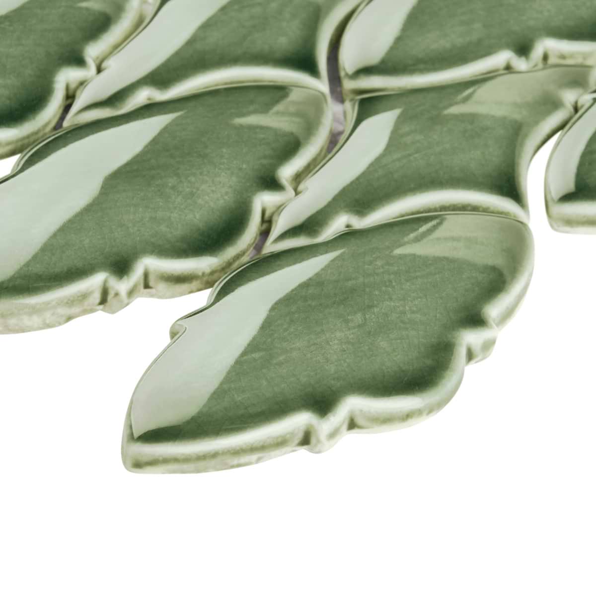 Shop Close Out - Baroque Glass Ornate Fern Green Crackled Glass ...