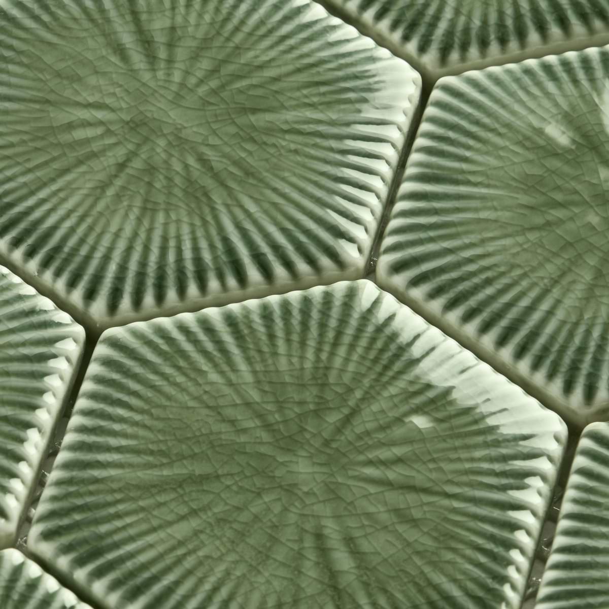 Shop Baroque Glass Fern Green 3" Burst Polished Mosaic | SohoStudioCorp.com