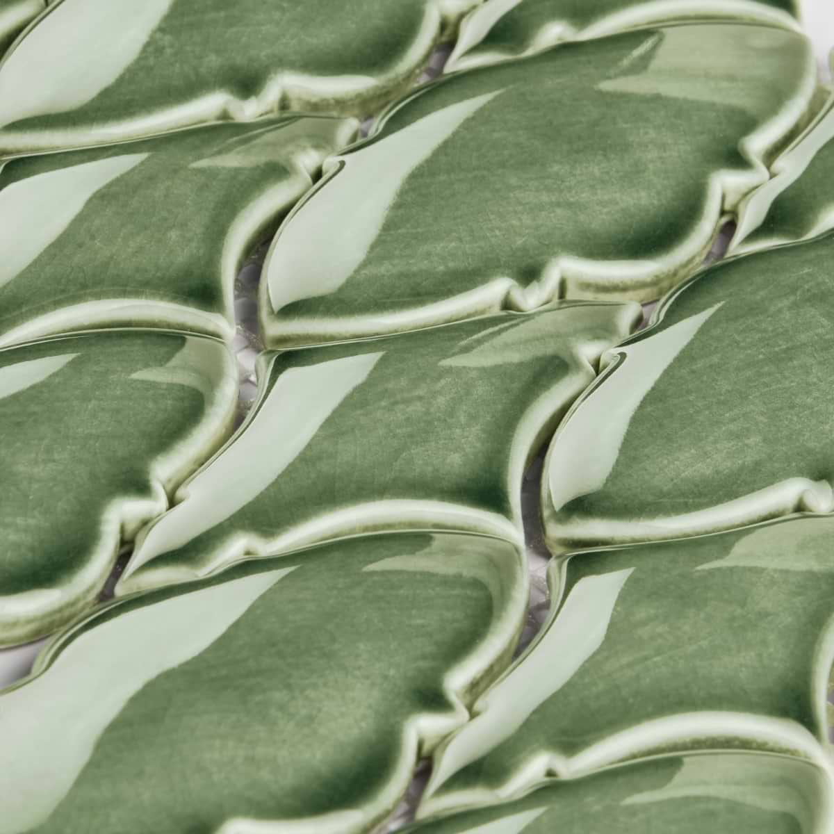 Shop Close Out - Baroque Glass Ornate Fern Green Crackled Glass ...