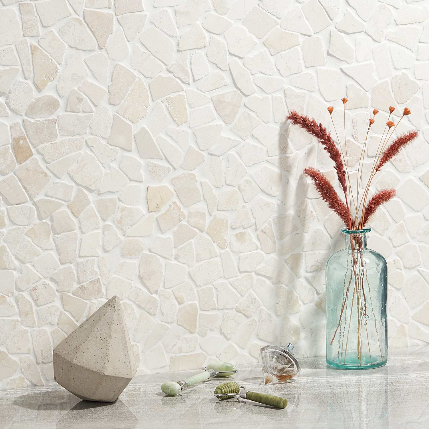 Shop Pebblestone Lovina White Tumbled Natural Stone | SohoStudioCorp.com