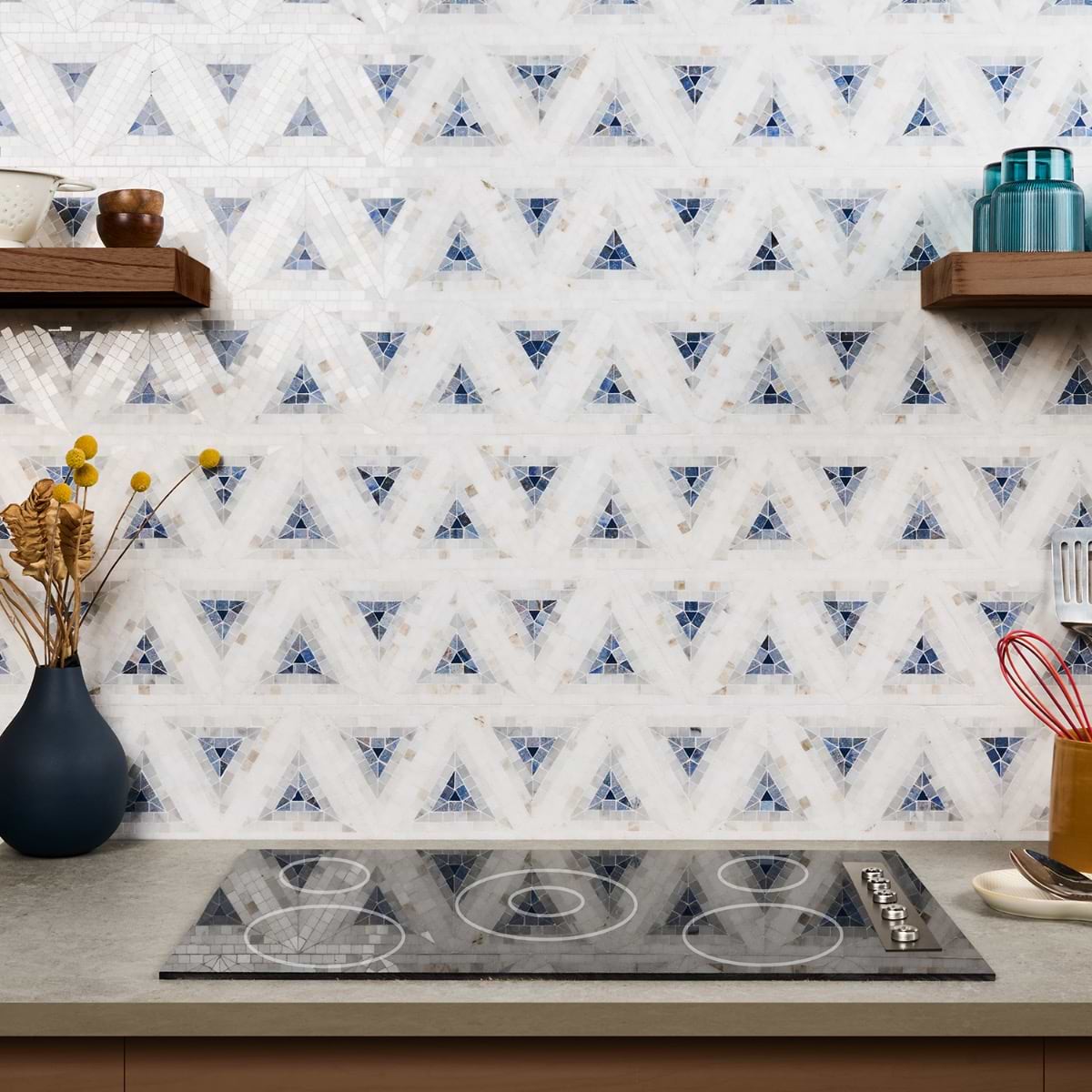 Shop Close Out - Imogen Azul Blue 5" Triangle Marble Micro Mosaic ...