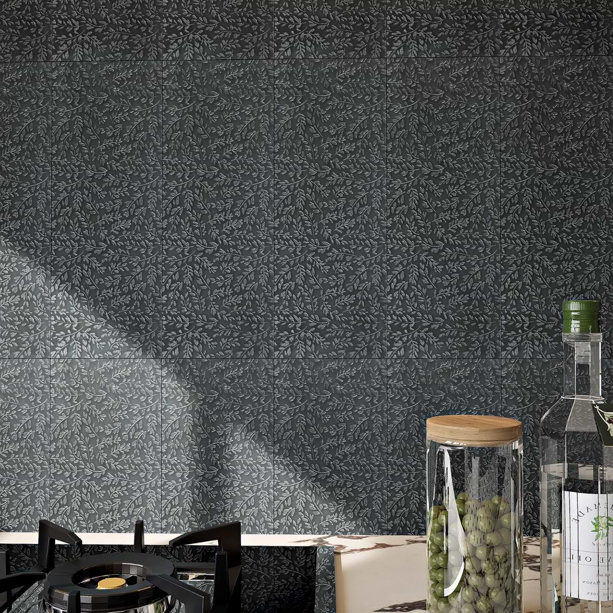 Shop Araminta Flowers Midnight 6x16 Frosted Glass at sohostudiocorp.com