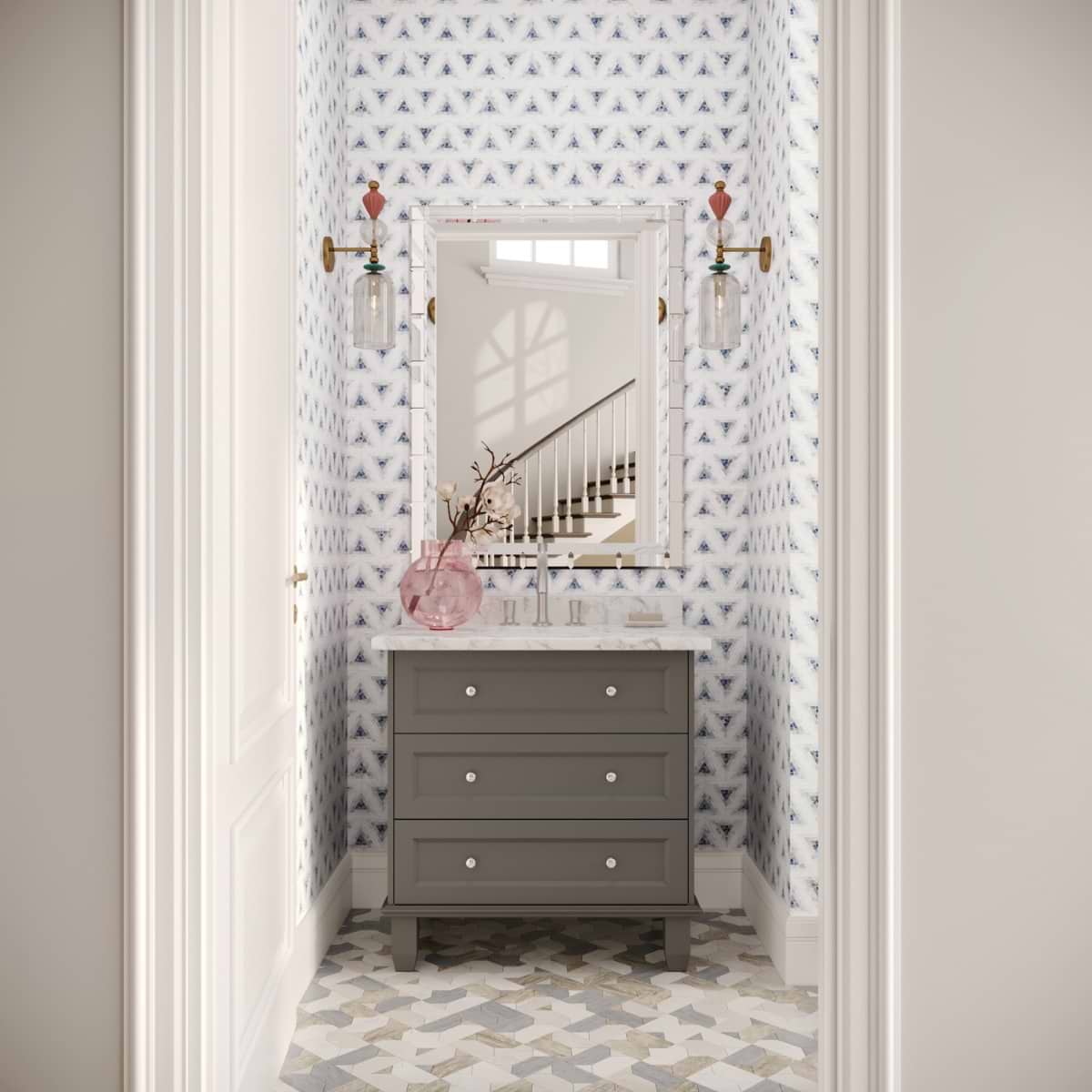 Shop Close Out - Imogen Azul Blue 5" Triangle Marble Micro Mosaic ...