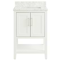 KIT - Sheraton 24" White Vanity with Carrara Marble Top and Ceramic ...