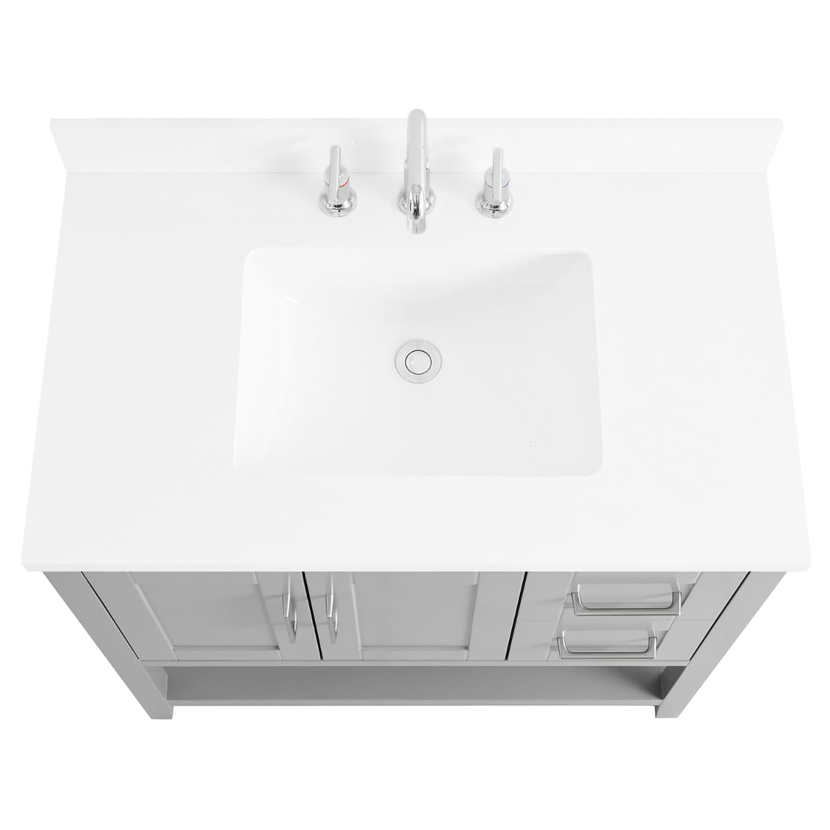 KIT - Sheraton 36" Gray Vanity with Pure White Quartz Top and Ceramic ...